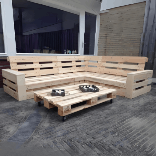L TYPE SECTIONAL PALLET SOFA WITH CENTRE TABLE ( WITH ARM REST) - PTS0 ...